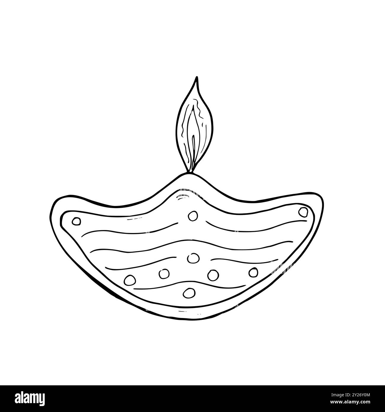 Stylized Diya with burning flame vector isolated illustration painted ...