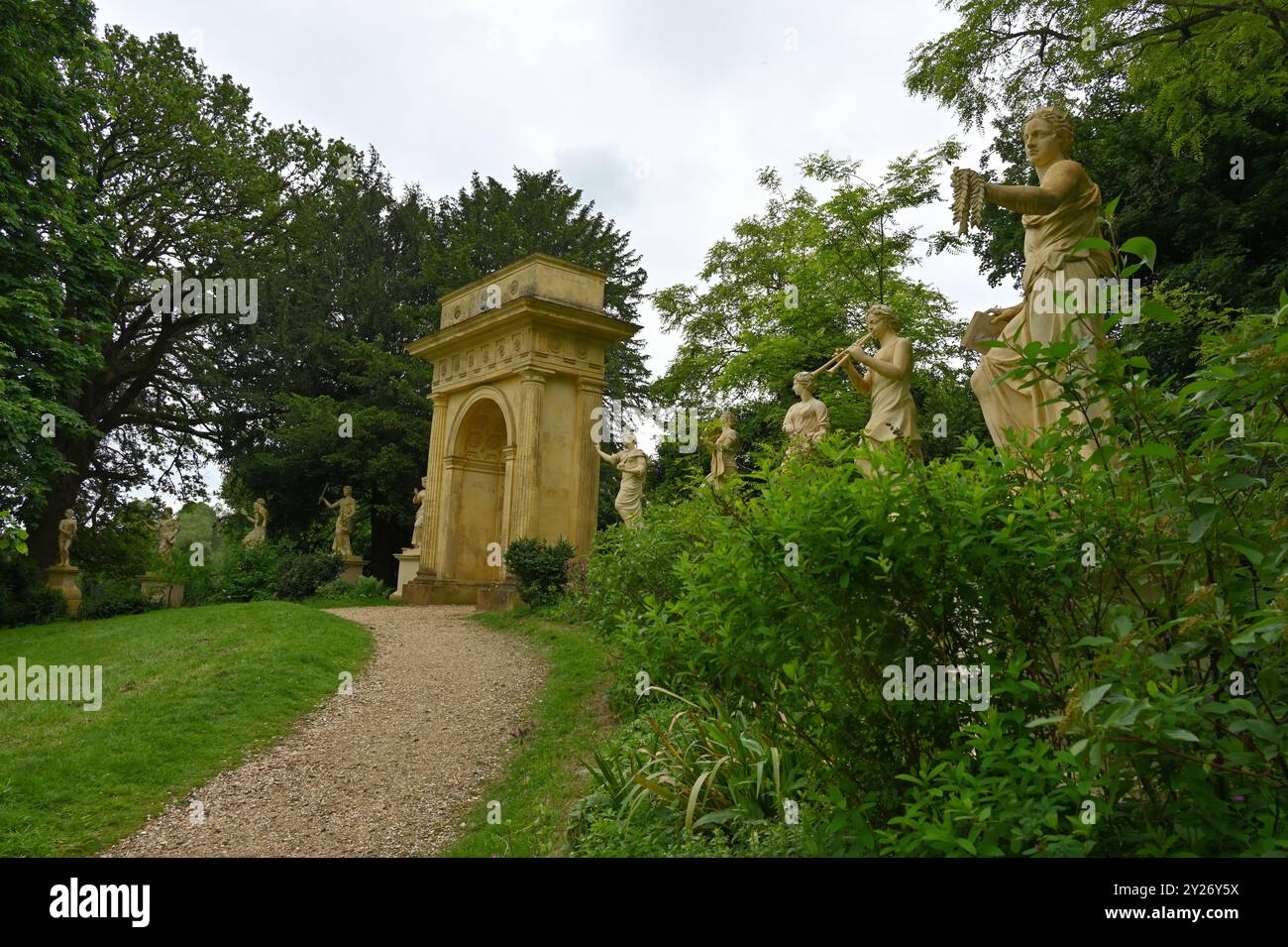 Statues of Apollo and the nine muses at Georgian Landscape garden and ...