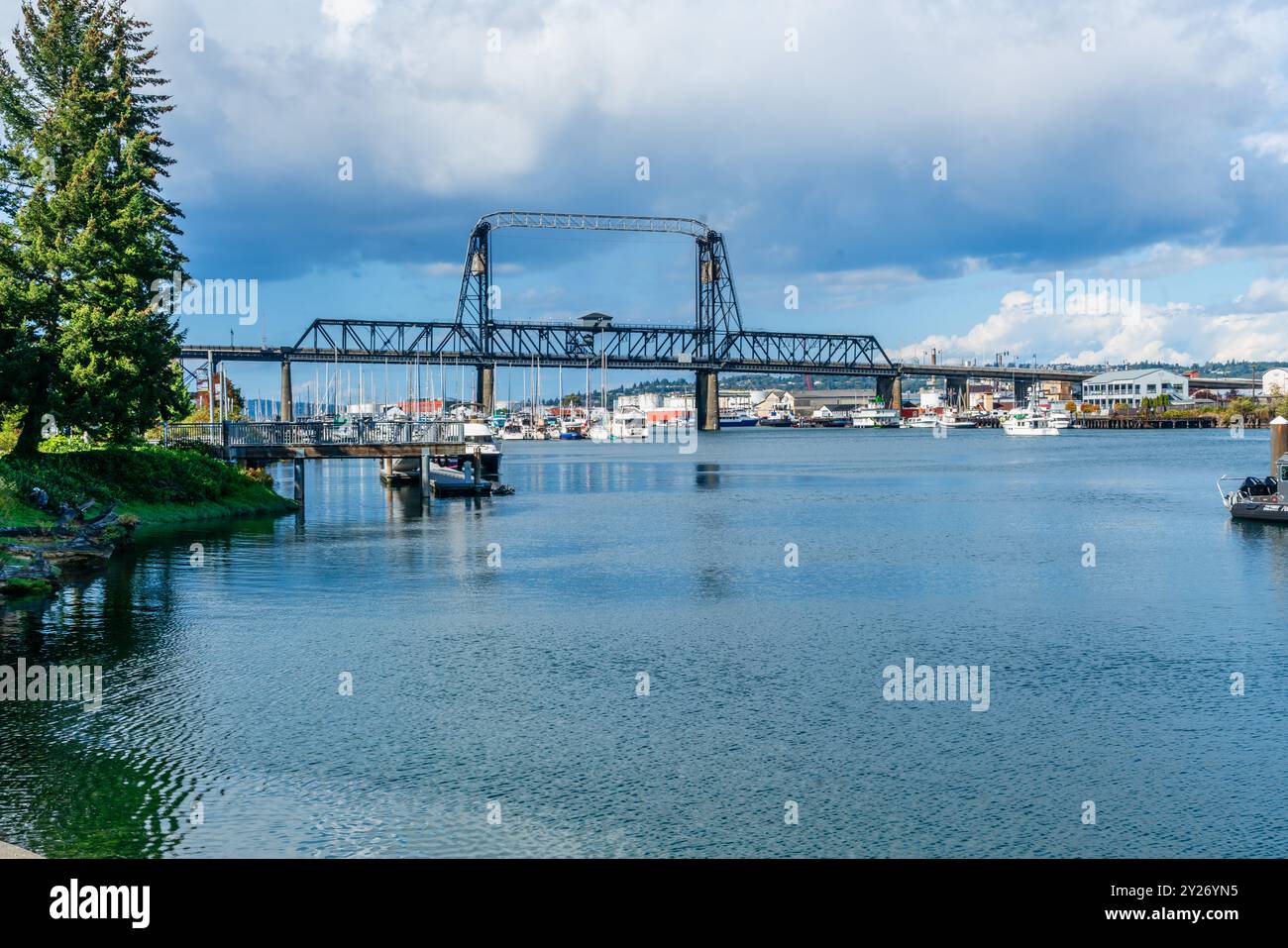 A view of the Murray Morgan brdige in Tacoma, Washington Stock Photo ...