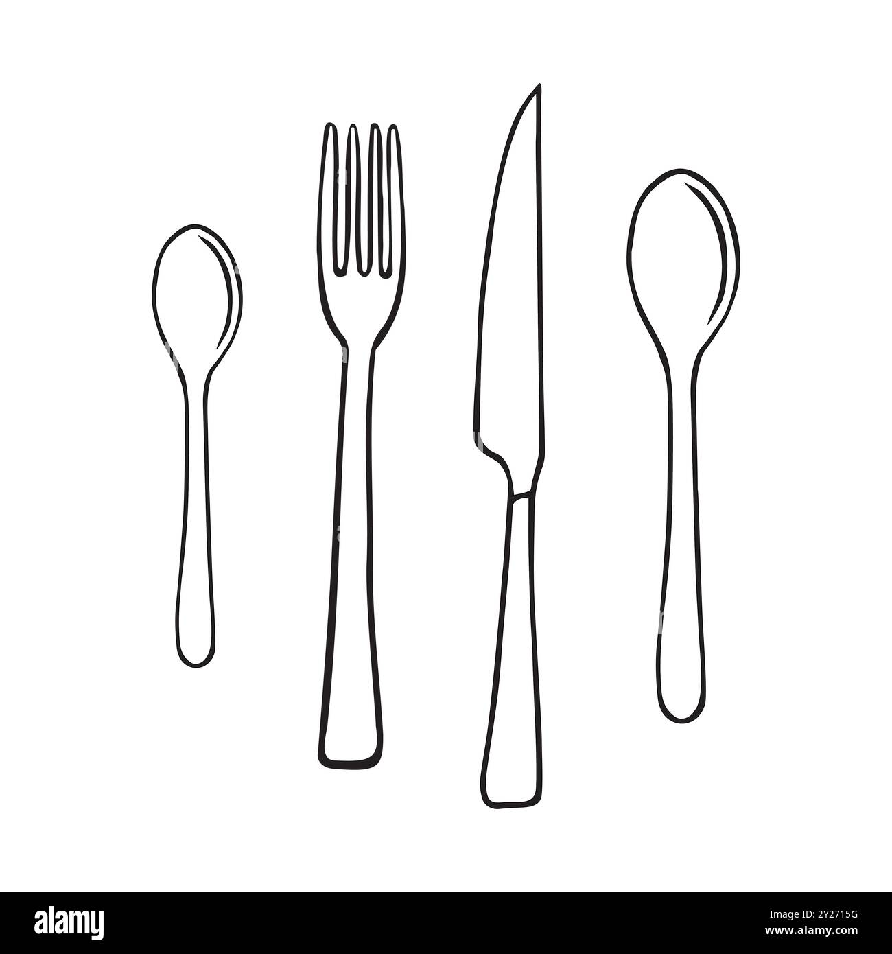 Vector hand drawn doodle sketch outline cutlery isolated on white ...