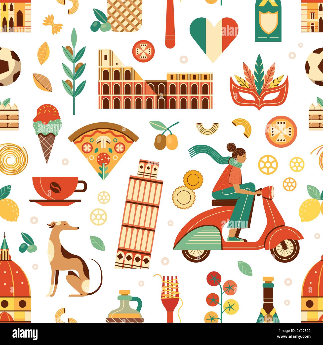 Travel Italy Pattern with Landmarks and Food Stock Vector Image & Art ...