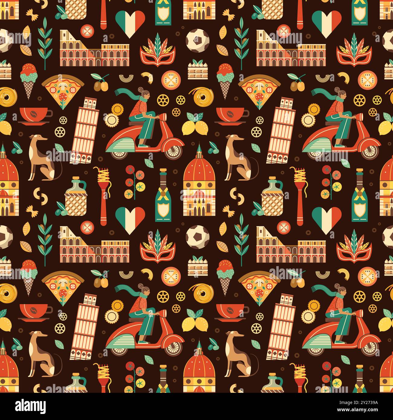 Travel Italy Pattern with Landmarks and Food Stock Vector Image & Art ...