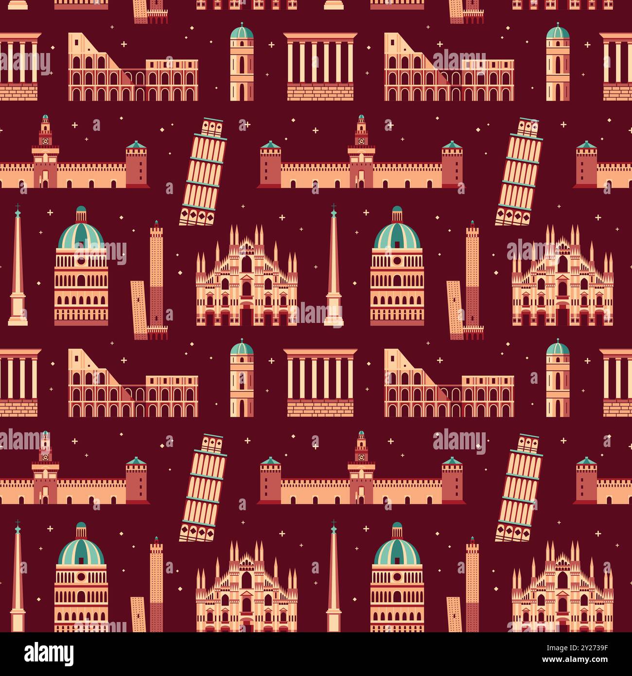 Italy Travel Monuments and Landmarks Pattern Stock Vector Image & Art ...