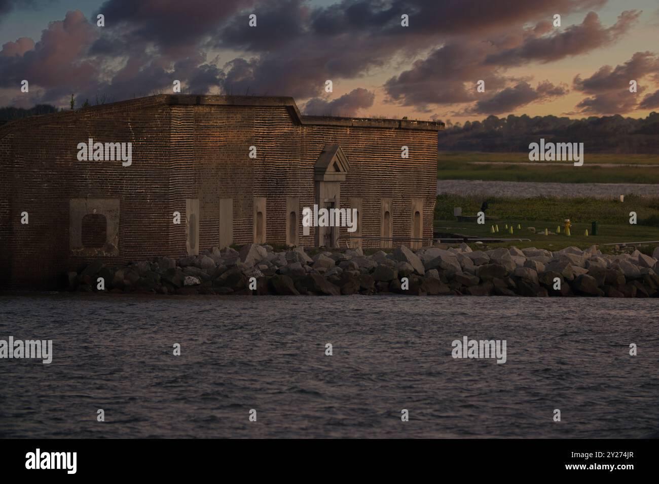 Closeup of the canon walls and entrance to Fort Sumpter in Charleston ...