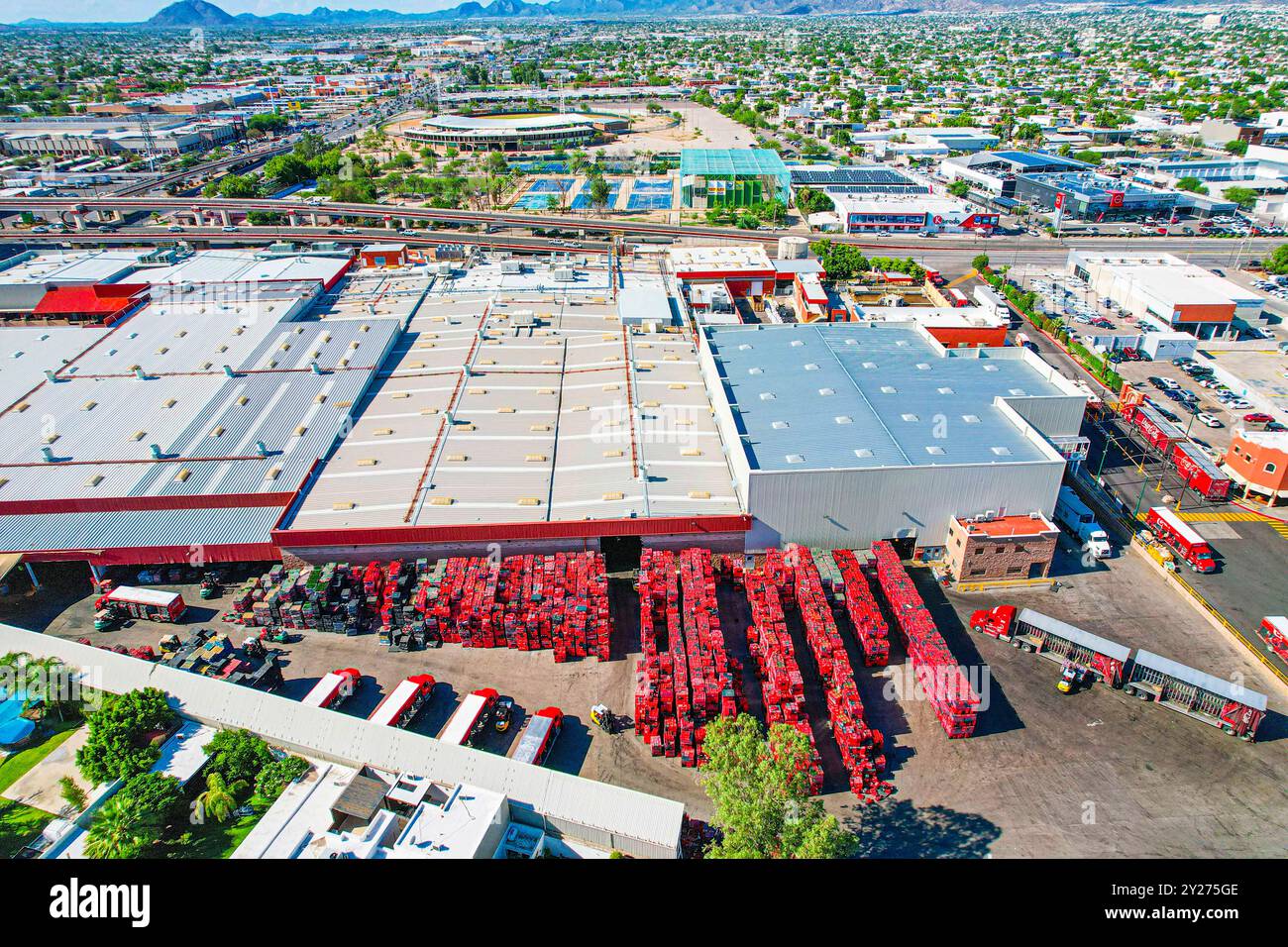 Coca Cola or The Coca-Cola Company aerial view of the soda factory ...