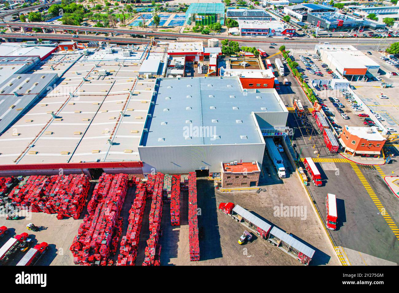Coca Cola or The Coca-Cola Company aerial view of the soda factory ...