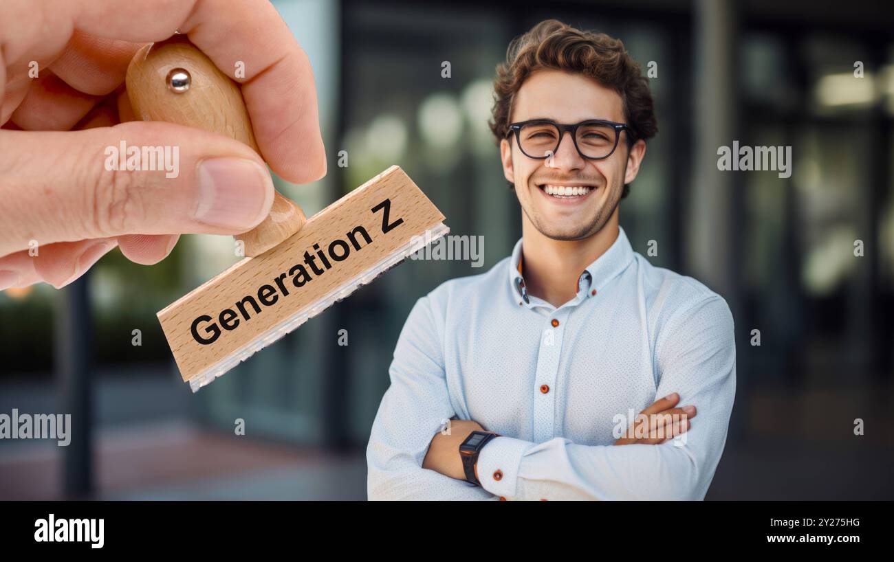 Generation Z Ein Holzstempel ist beschriftet mit dem Aufdruck ...