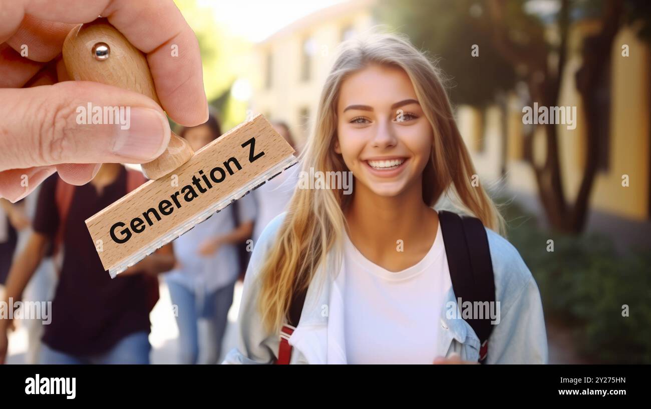 Generation Z Ein Holzstempel ist beschriftet mit dem Aufdruck ...