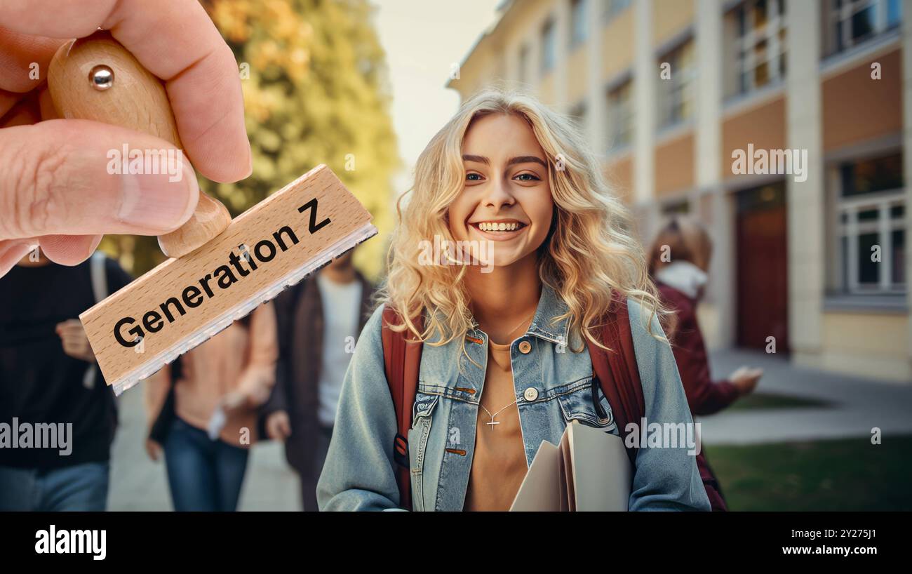 Generation Z Ein Holzstempel ist beschriftet mit dem Aufdruck ...