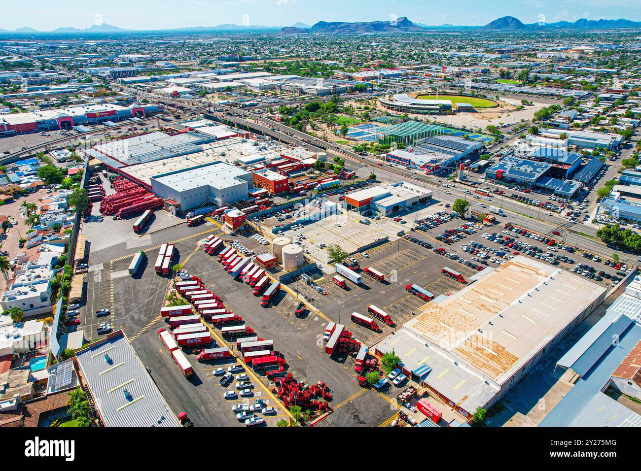 Coca Cola or The Coca-Cola Company aerial view of the soda factory ...