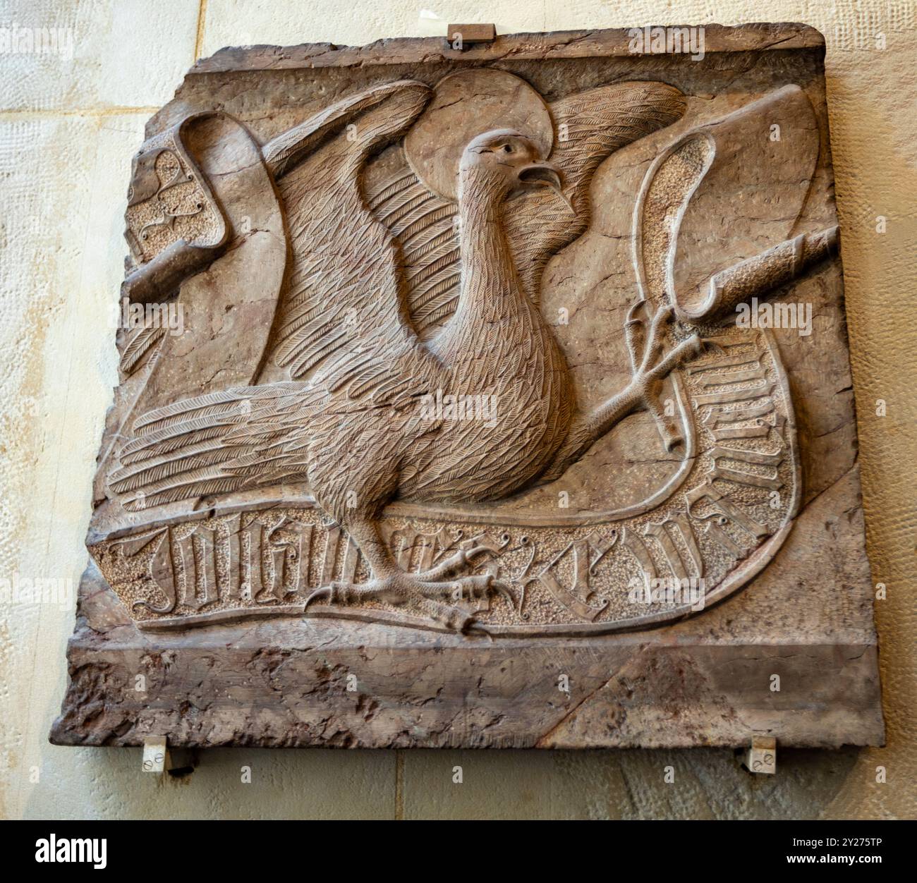 Paris, France - April 10, 2023: Limestone carving represent Eagle ...