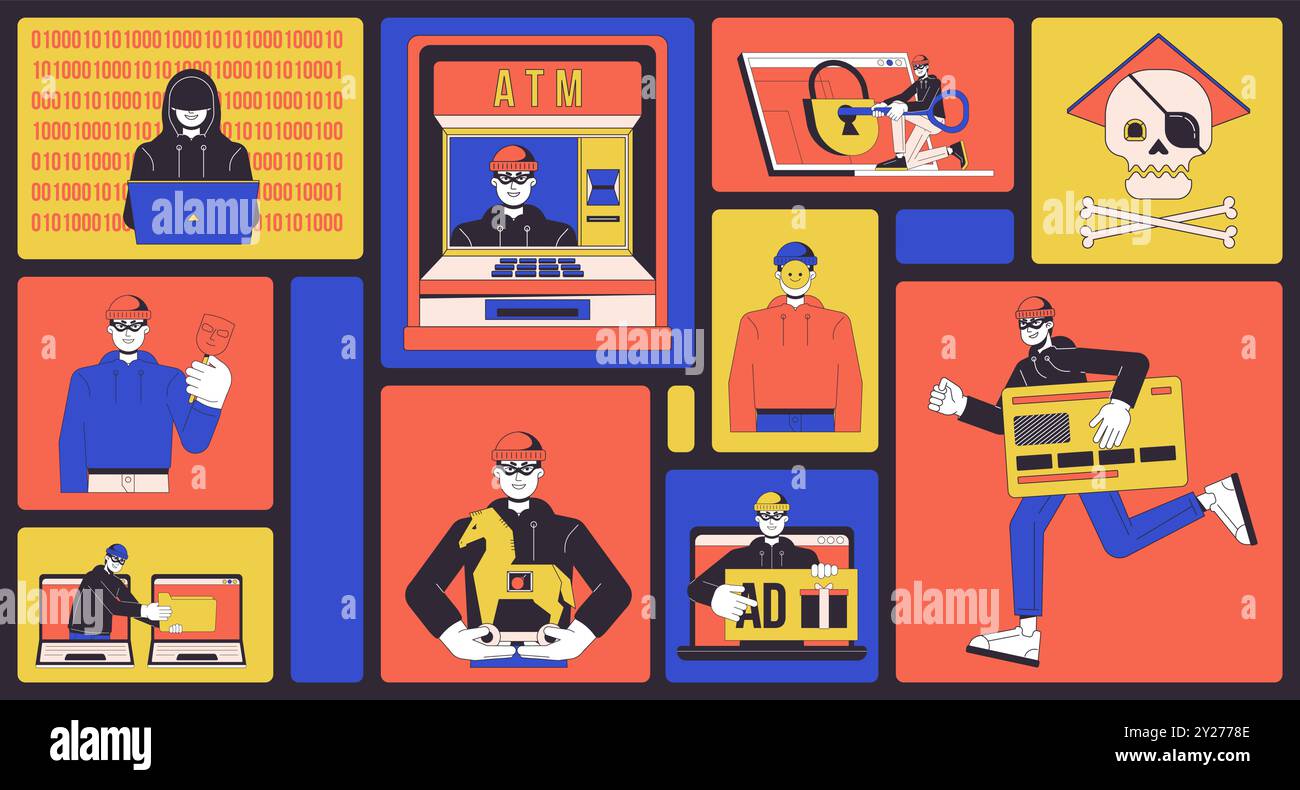 Cyber crimes bento grid illustration set Stock Vector Image & Art - Alamy