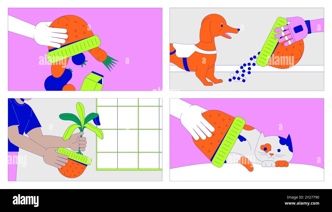 Finding new usage of hats cartoon flat illustration set Stock Vector ...