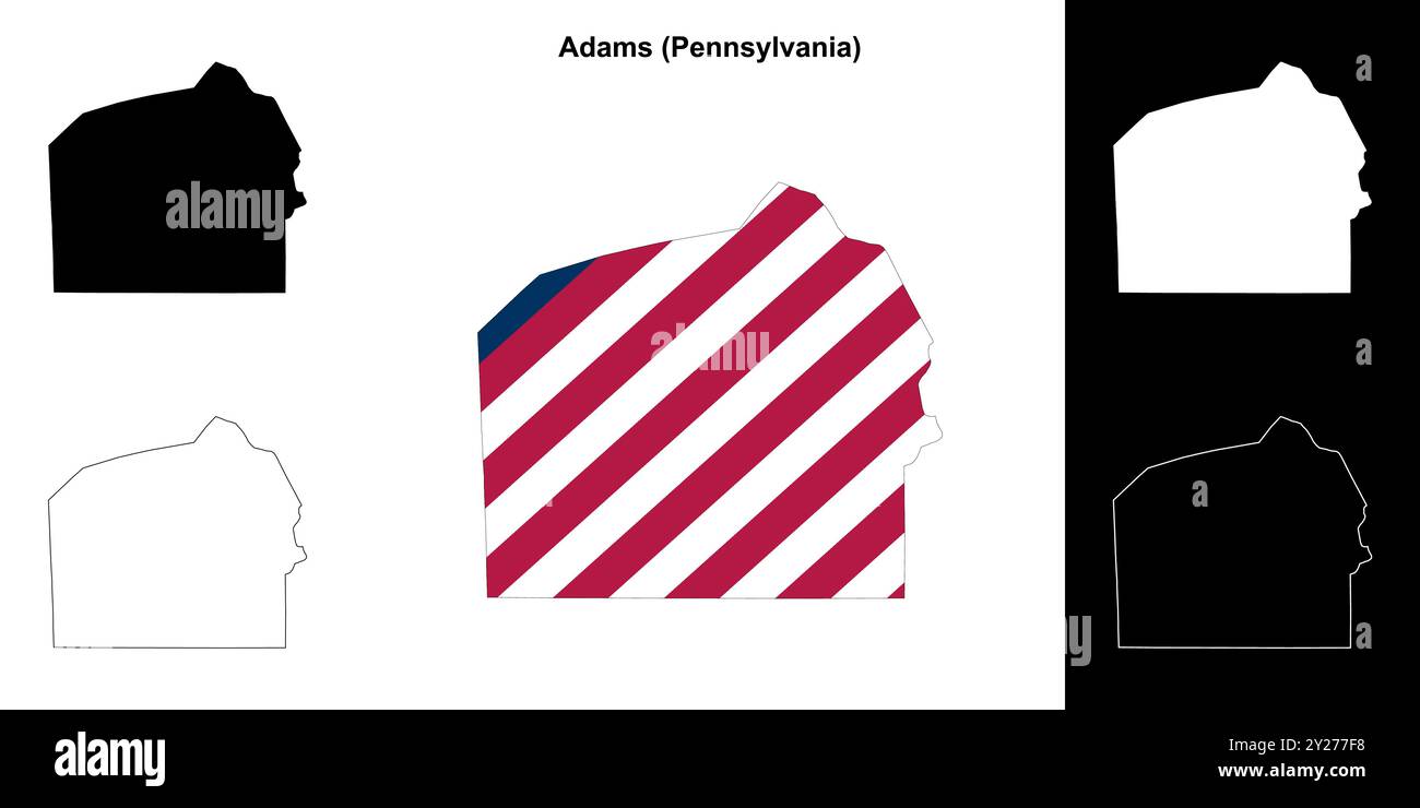 Adams County (Pennsylvania) outline map set Stock Vector Image & Art ...