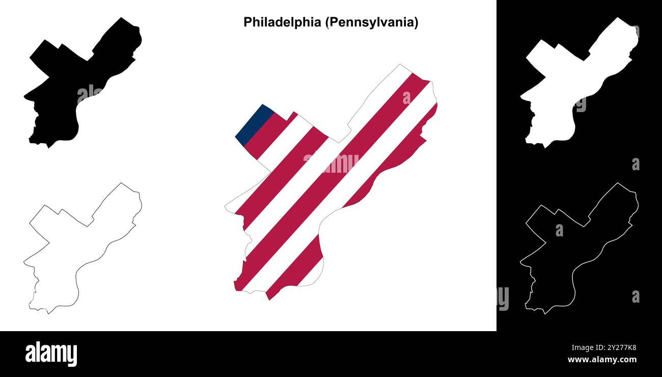 Philadelphia County (Pennsylvania) outline map set Stock Vector Image ...