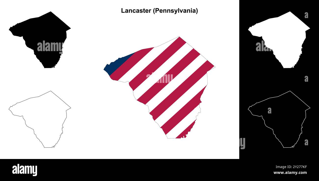 Lancaster County (Pennsylvania) outline map set Stock Vector Image ...