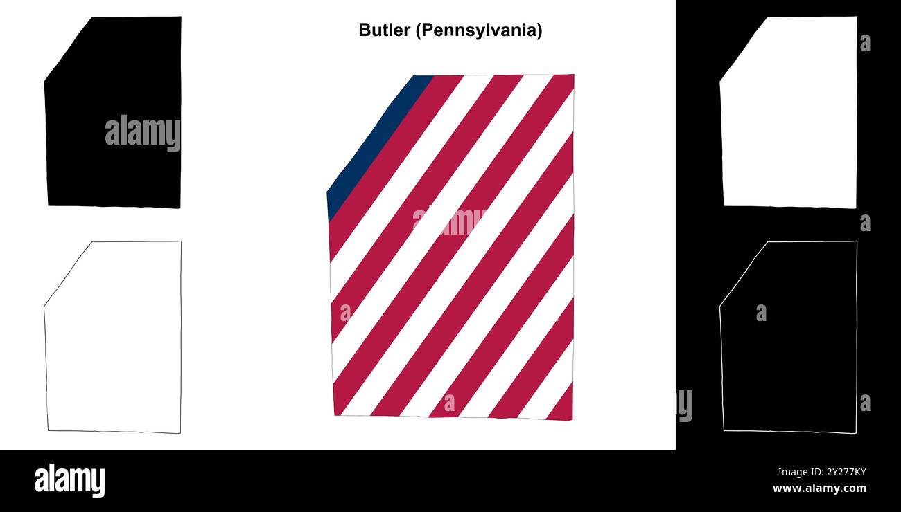 Butler County (Pennsylvania) outline map set Stock Vector Image & Art ...