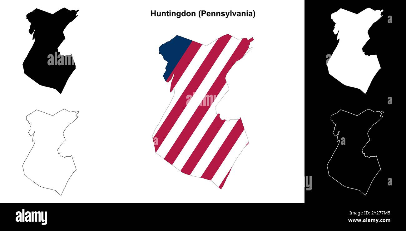 Huntingdon County (Pennsylvania) outline map set Stock Vector Image ...