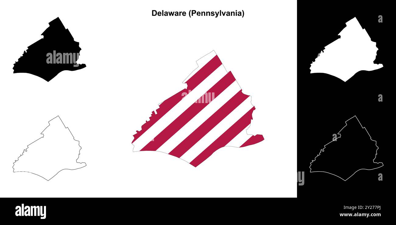 Delaware County (Pennsylvania) outline map set Stock Vector Image & Art ...
