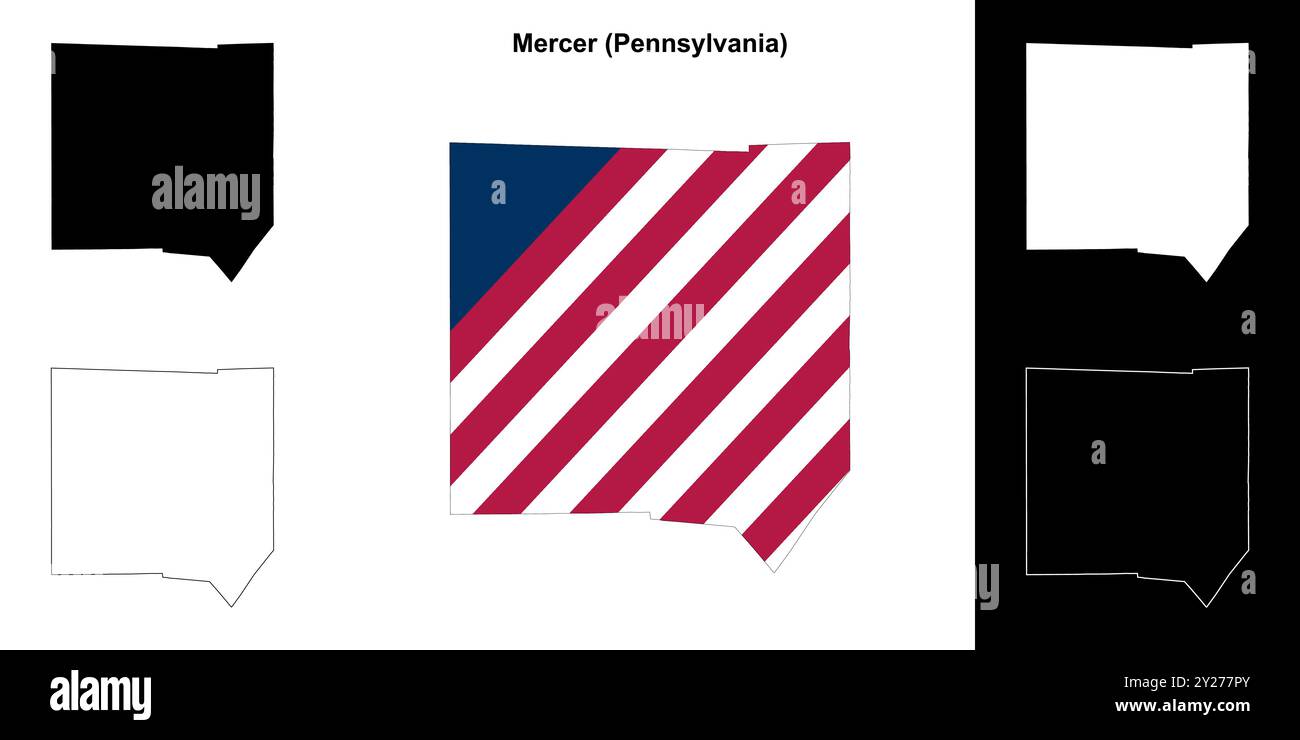 Mercer County (Pennsylvania) outline map set Stock Vector Image & Art ...