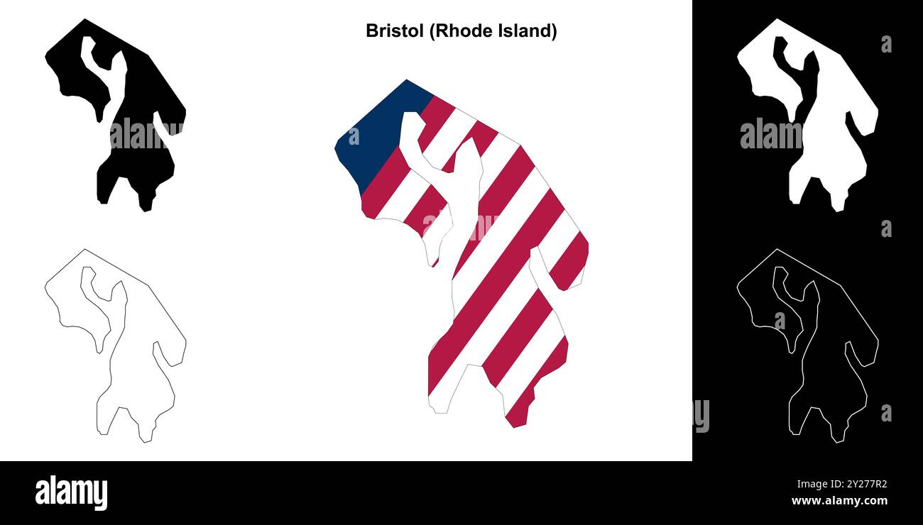Bristol County (Rhode Island) outline map set Stock Vector Image & Art ...