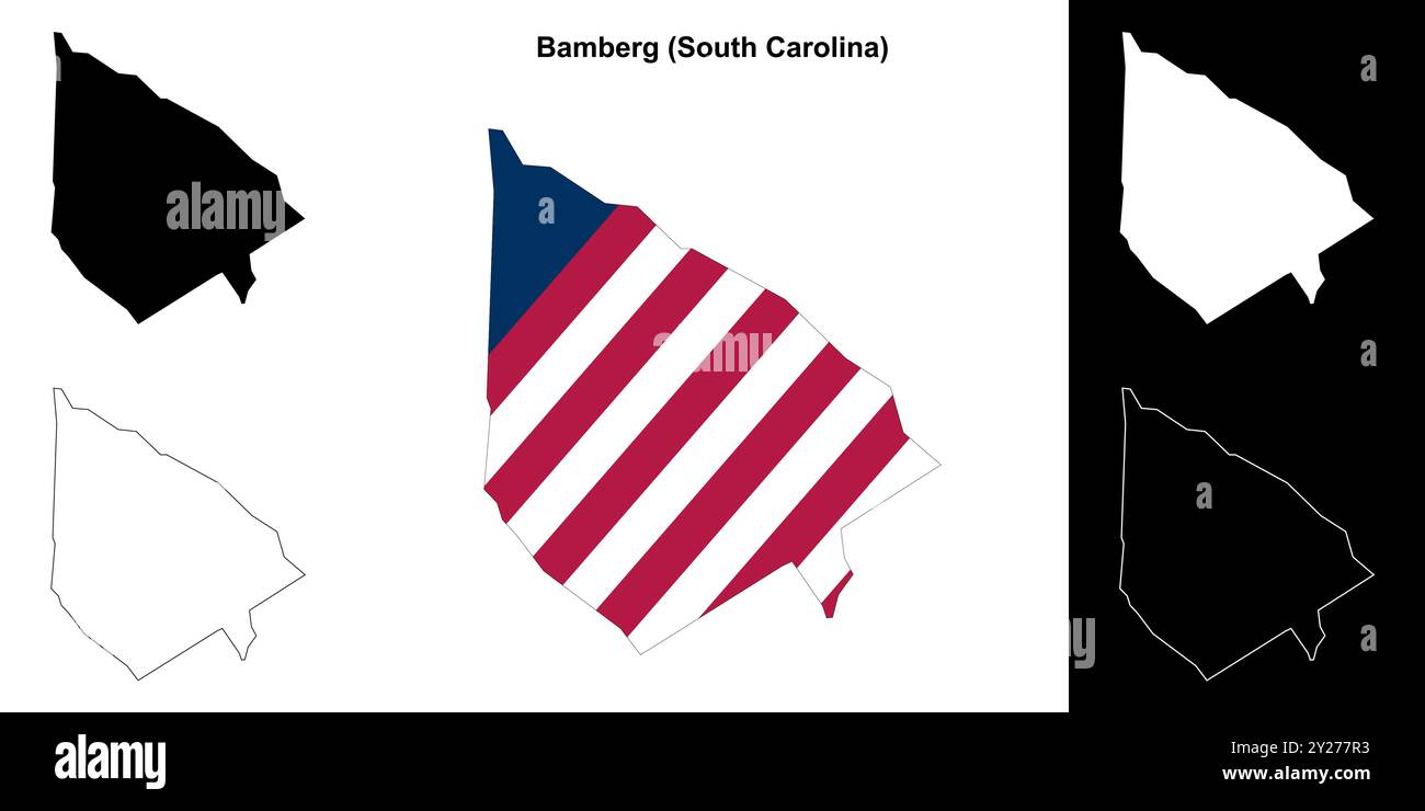 Bamberg County (South Carolina) outline map set Stock Vector Image ...