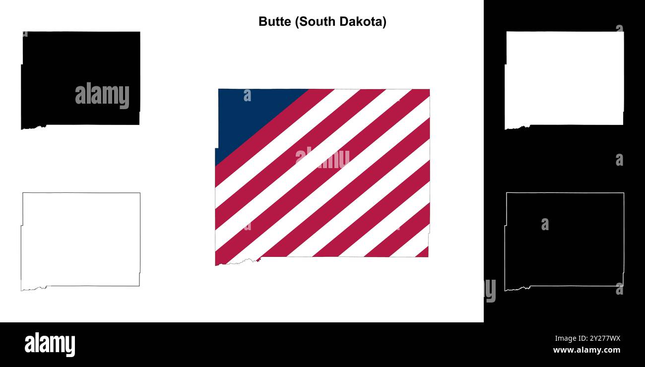 Butte County (South Dakota) outline map set Stock Vector Image & Art ...