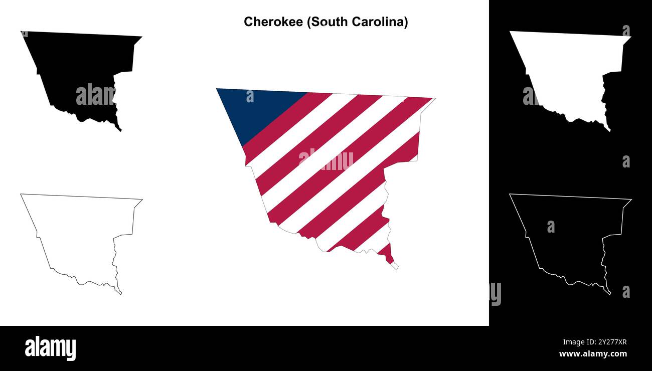 Cherokee County (South Carolina) outline map set Stock Vector Image ...