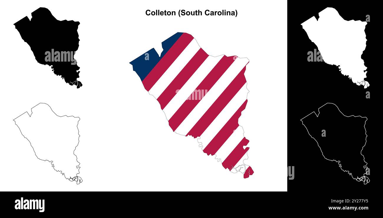 Colleton County (South Carolina) outline map set Stock Vector Image ...