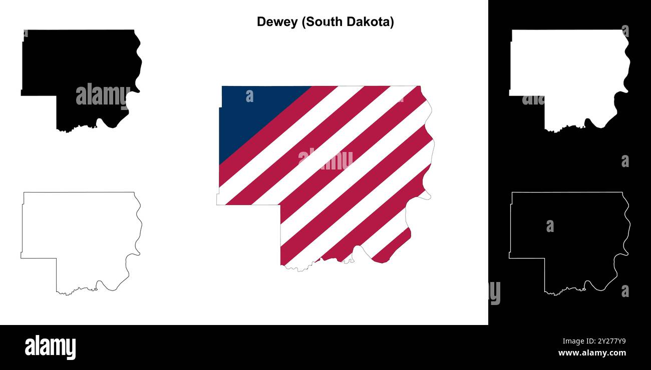 Dewey County (South Dakota) outline map set Stock Vector Image & Art ...