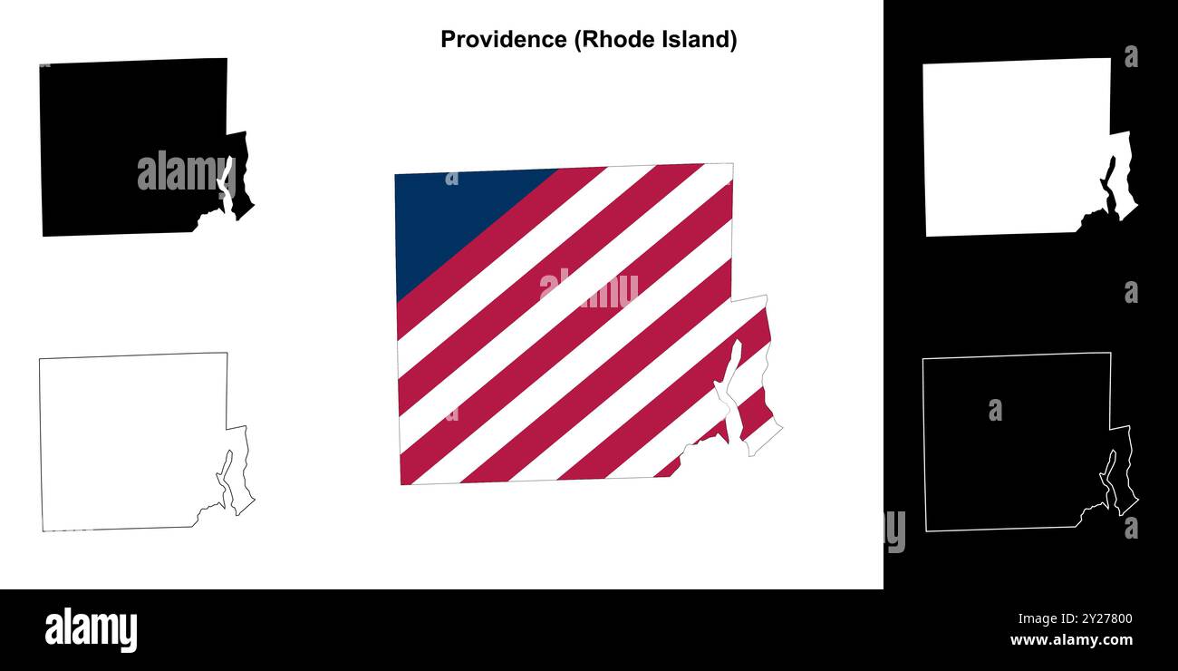 Providence County (Rhode Island) outline map set Stock Vector Image ...