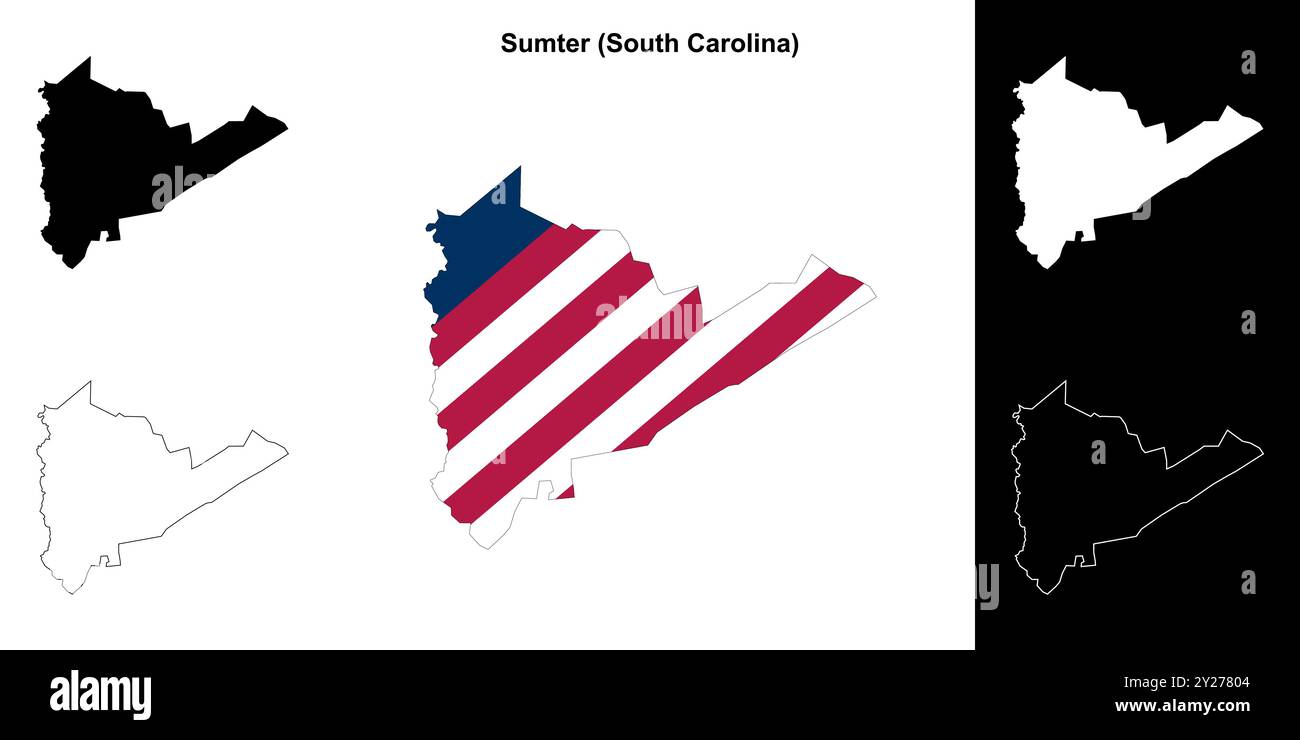 Sumter County (South Carolina) outline map set Stock Vector Image & Art ...