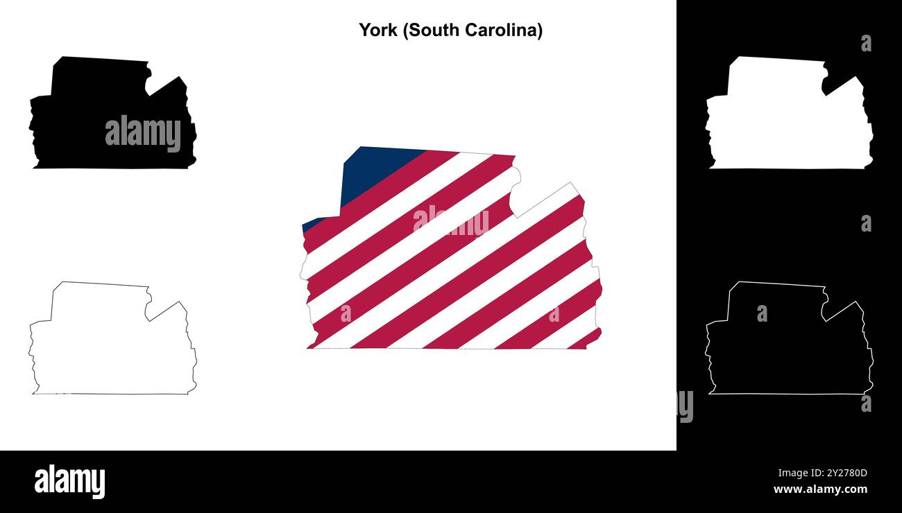 York County (South Carolina) outline map set Stock Vector Image & Art ...