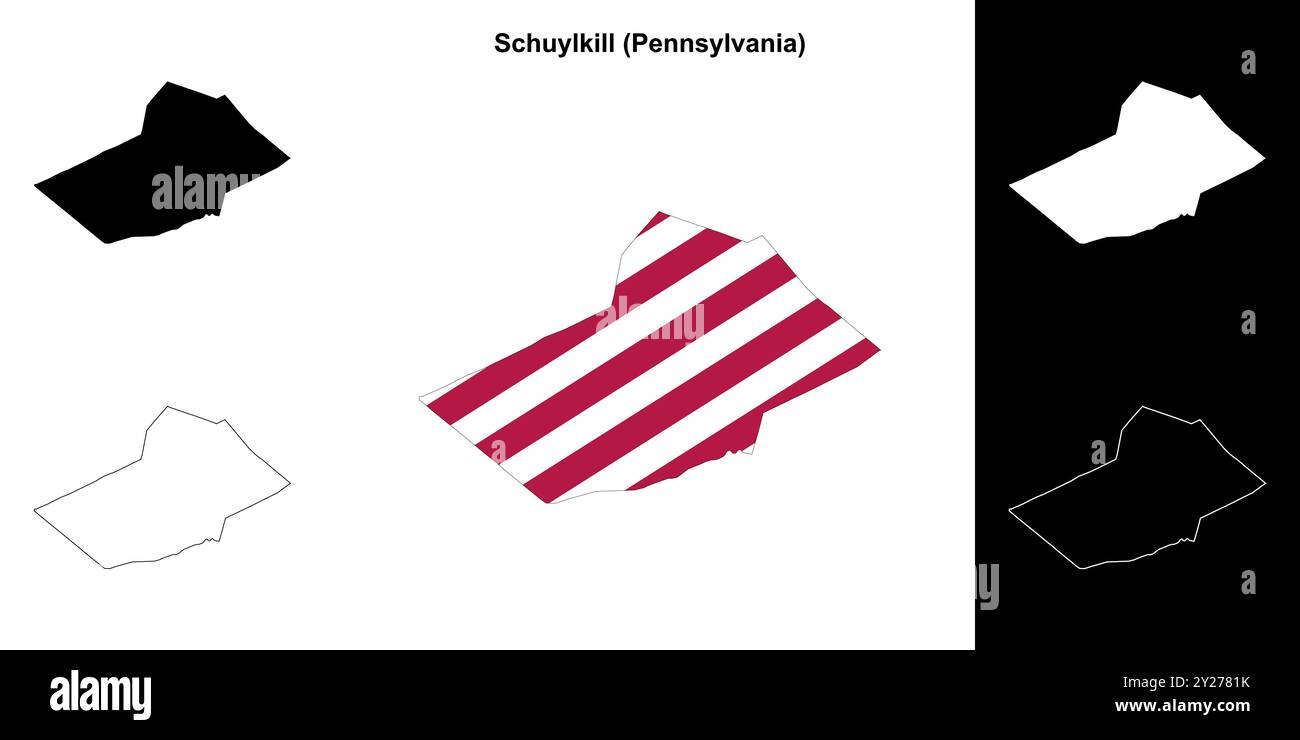 Schuylkill County (Pennsylvania) outline map set Stock Vector Image ...