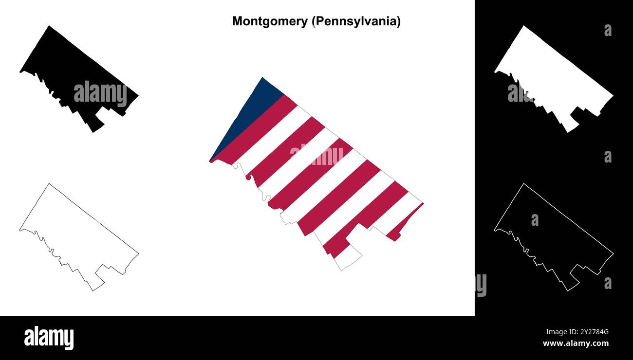Montgomery County (Pennsylvania) outline map set Stock Vector Image ...