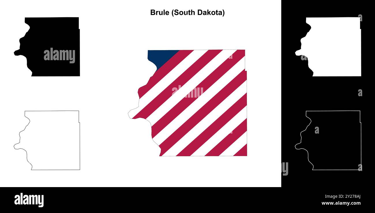 Brule County (South Dakota) outline map set Stock Vector Image & Art ...
