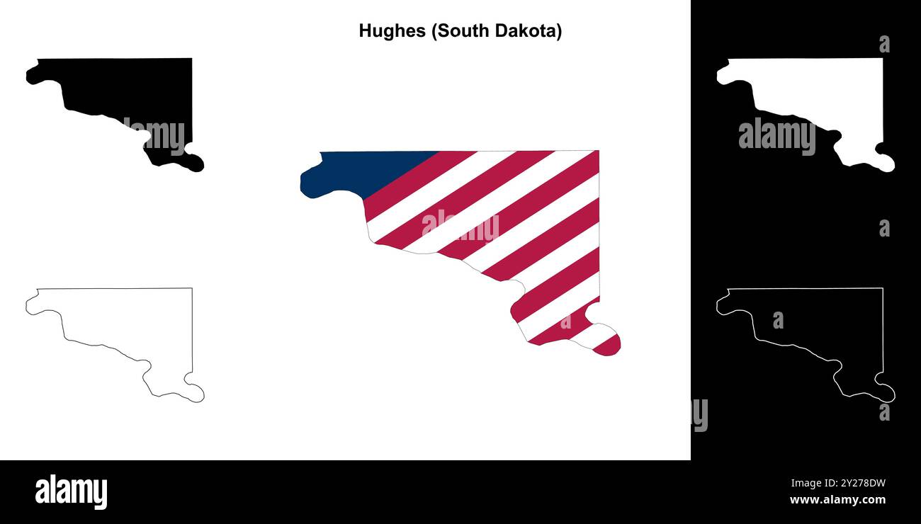 Hughes County (South Dakota) outline map set Stock Vector Image & Art ...