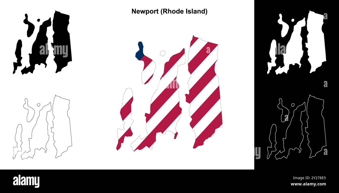 Newport County (Rhode Island) outline map set Stock Vector Image & Art ...