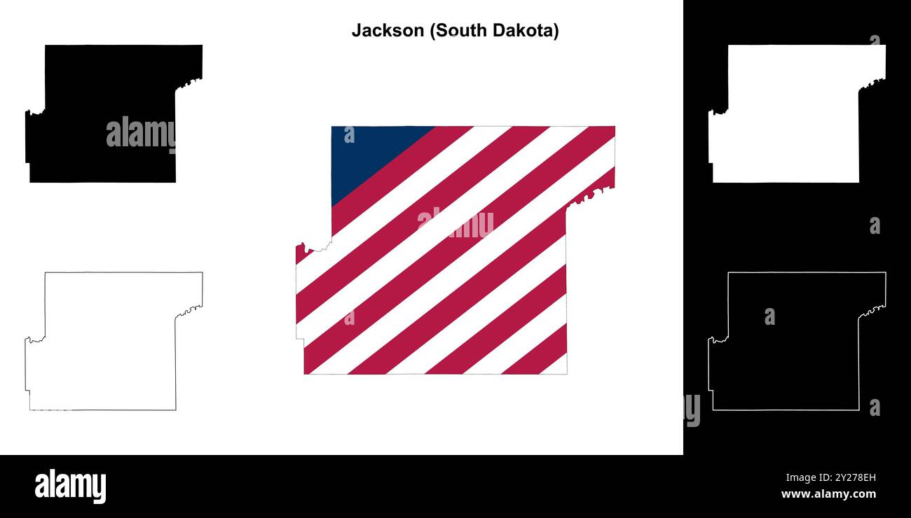 Jackson County (South Dakota) outline map set Stock Vector Image & Art ...