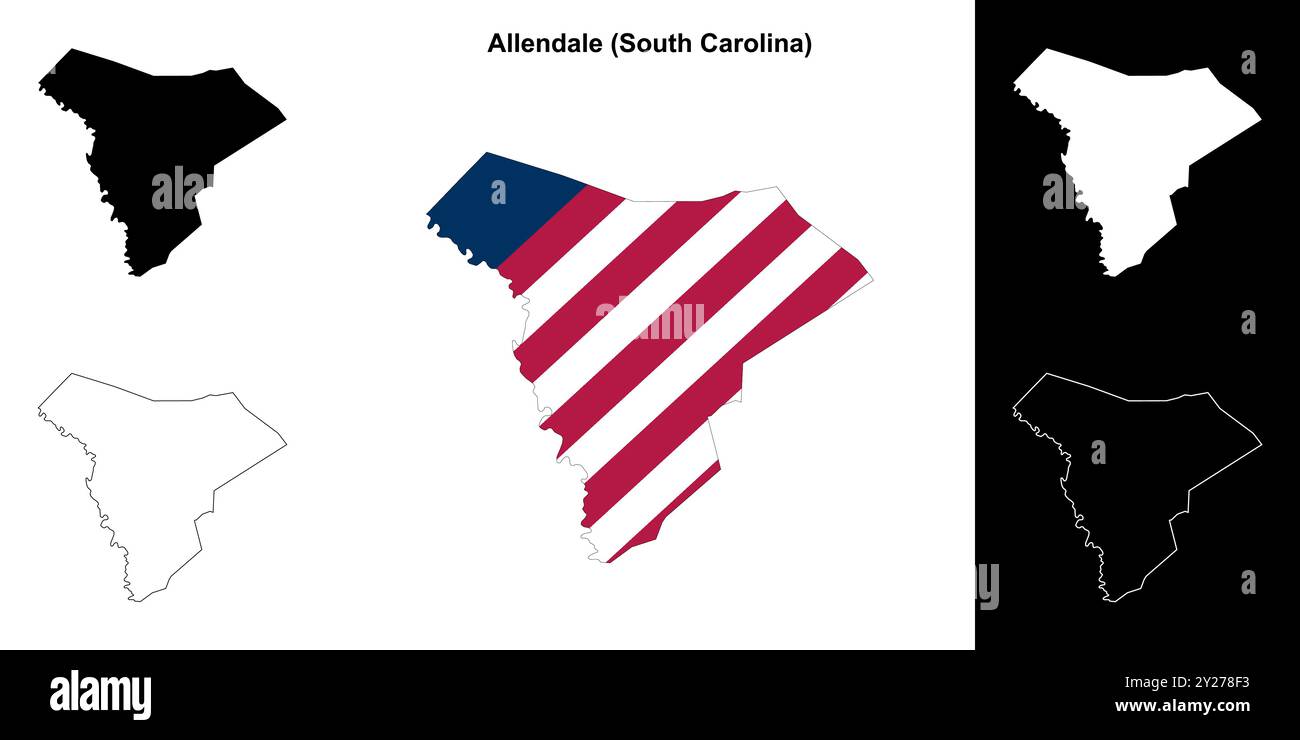 Allendale County (South Carolina) outline map set Stock Vector Image ...