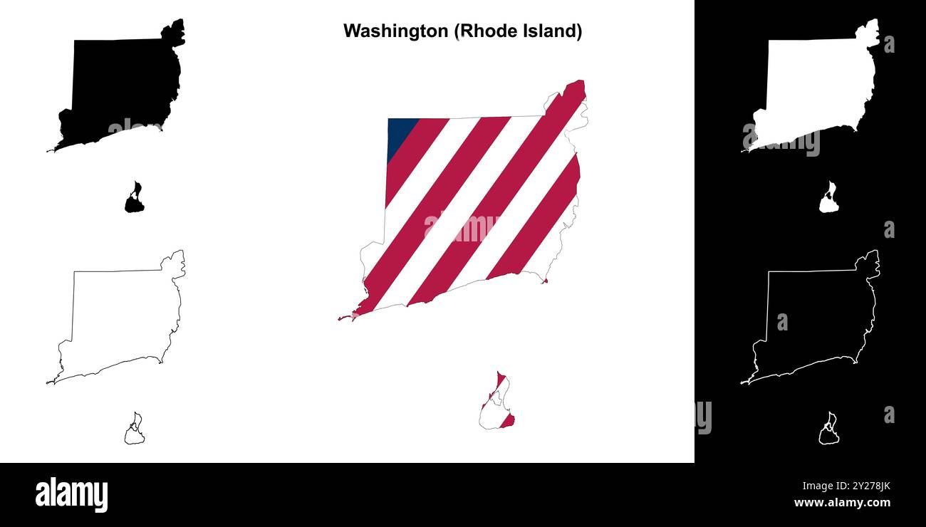 Washington County (Rhode Island) outline map set Stock Vector Image ...