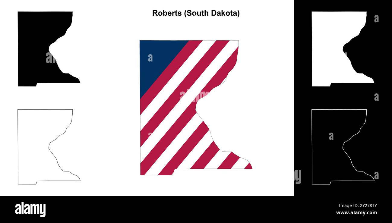 Roberts County (South Dakota) outline map set Stock Vector Image & Art ...