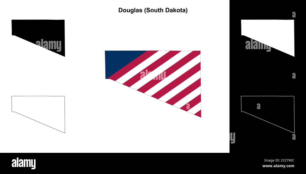 Douglas County (South Dakota) outline map set Stock Vector Image & Art ...