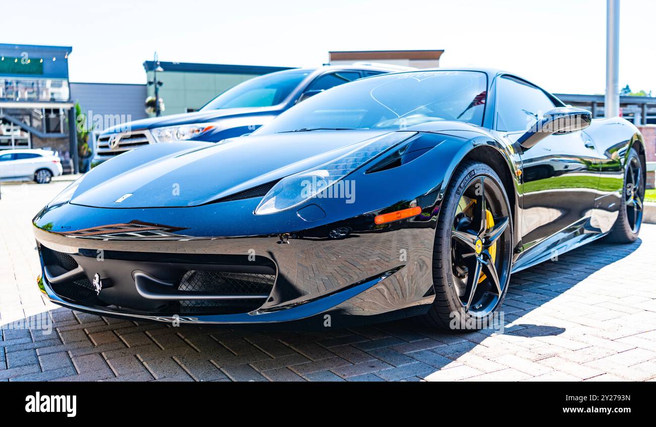 Seattle, WA, USA -July 3, 2024: 2014 Ferrari 458 Italia black . Ferrari ...
