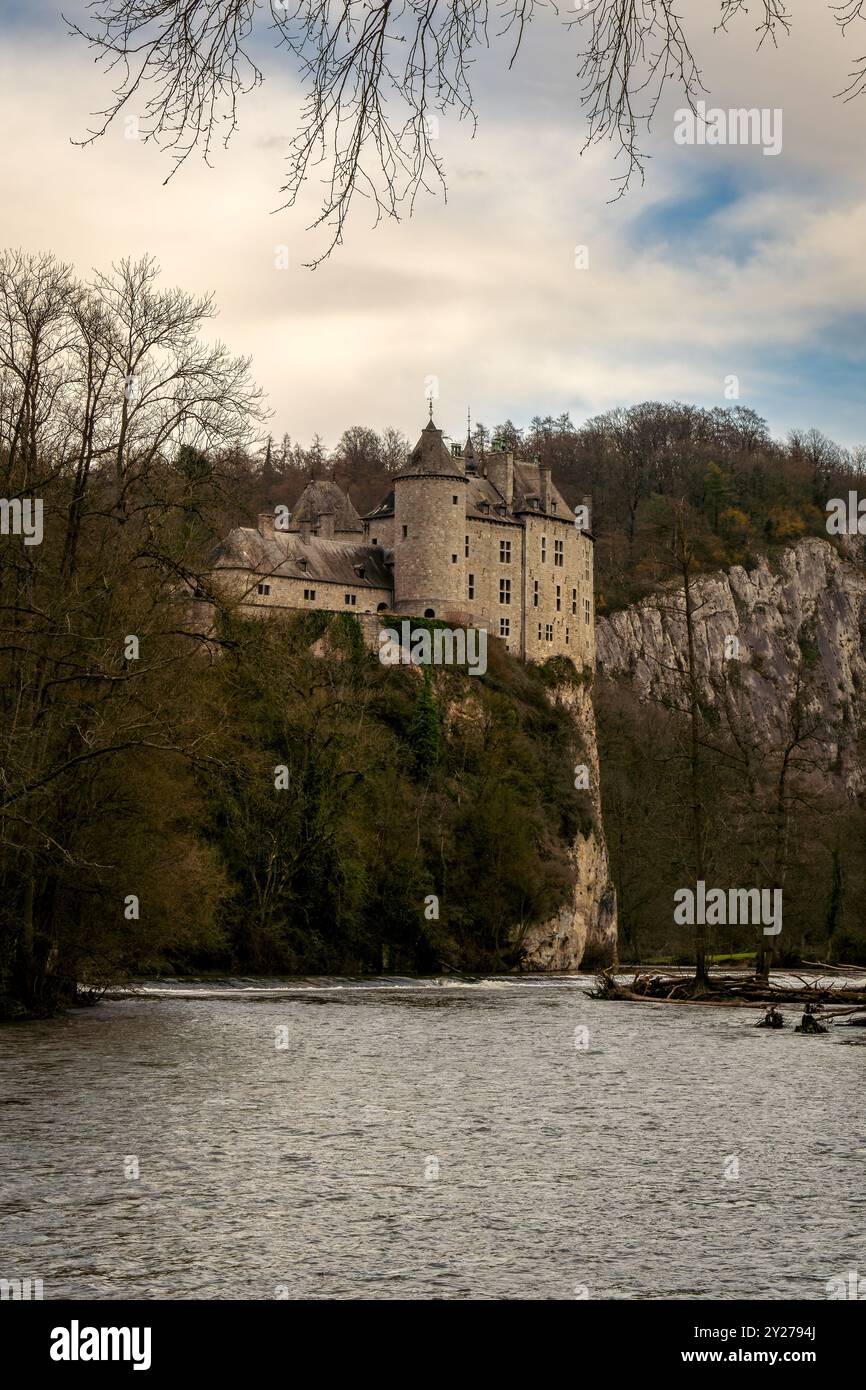 landscape photograph of the castle of Walzin situated on the heights of ...