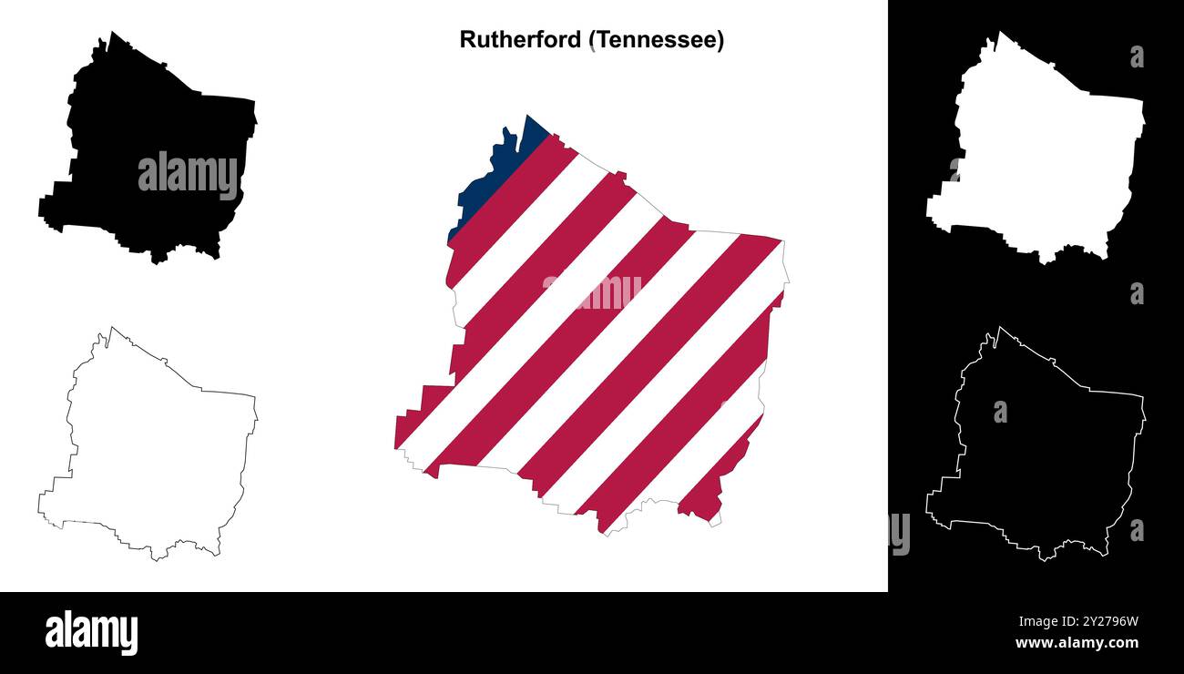 Rutherford County (Tennessee) outline map set Stock Vector Image & Art ...