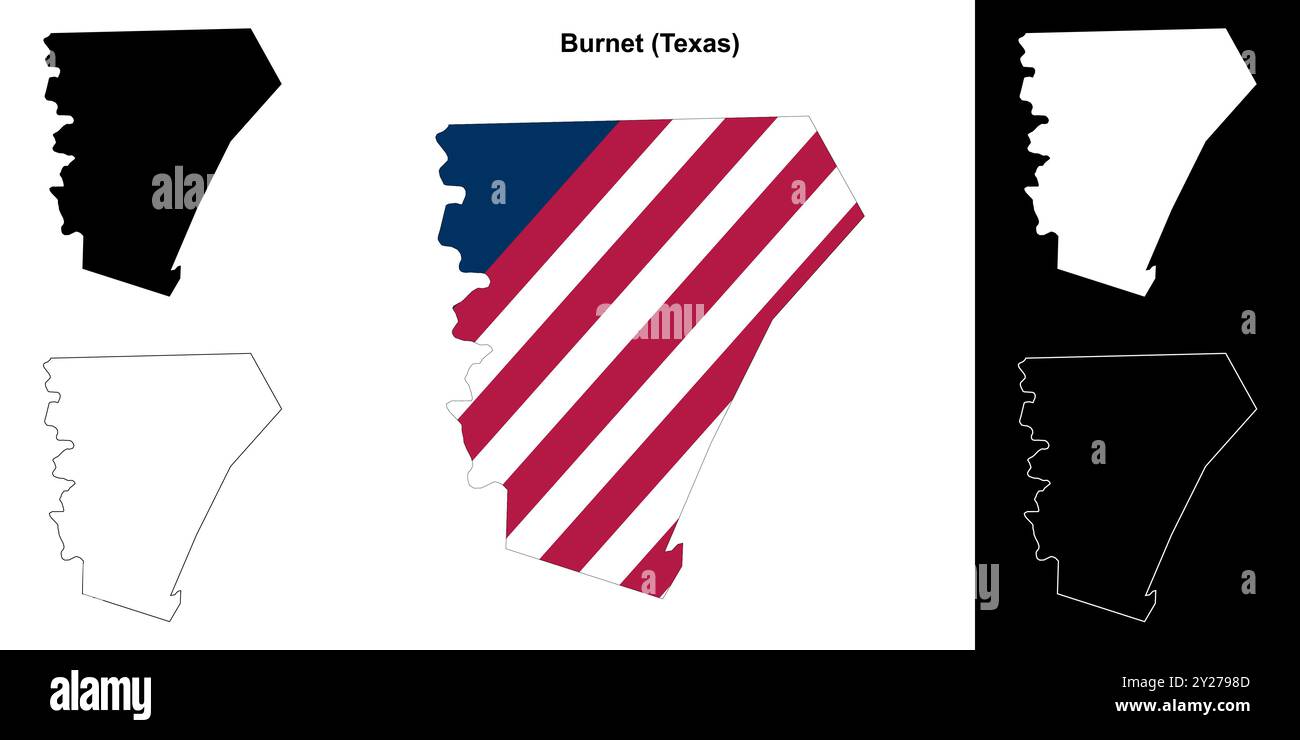 Burnet County (Texas) outline map set Stock Vector Image & Art - Alamy