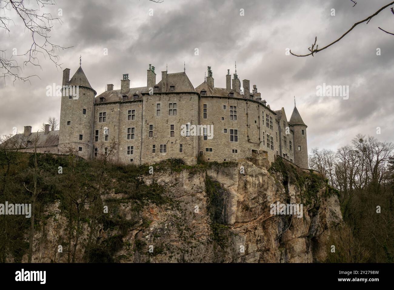 landscape photograph of the castle of Walzin situated on the heights of ...