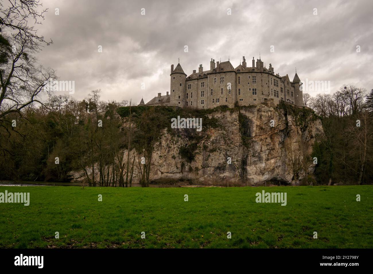 landscape photograph of the castle of Walzin situated on the heights of ...