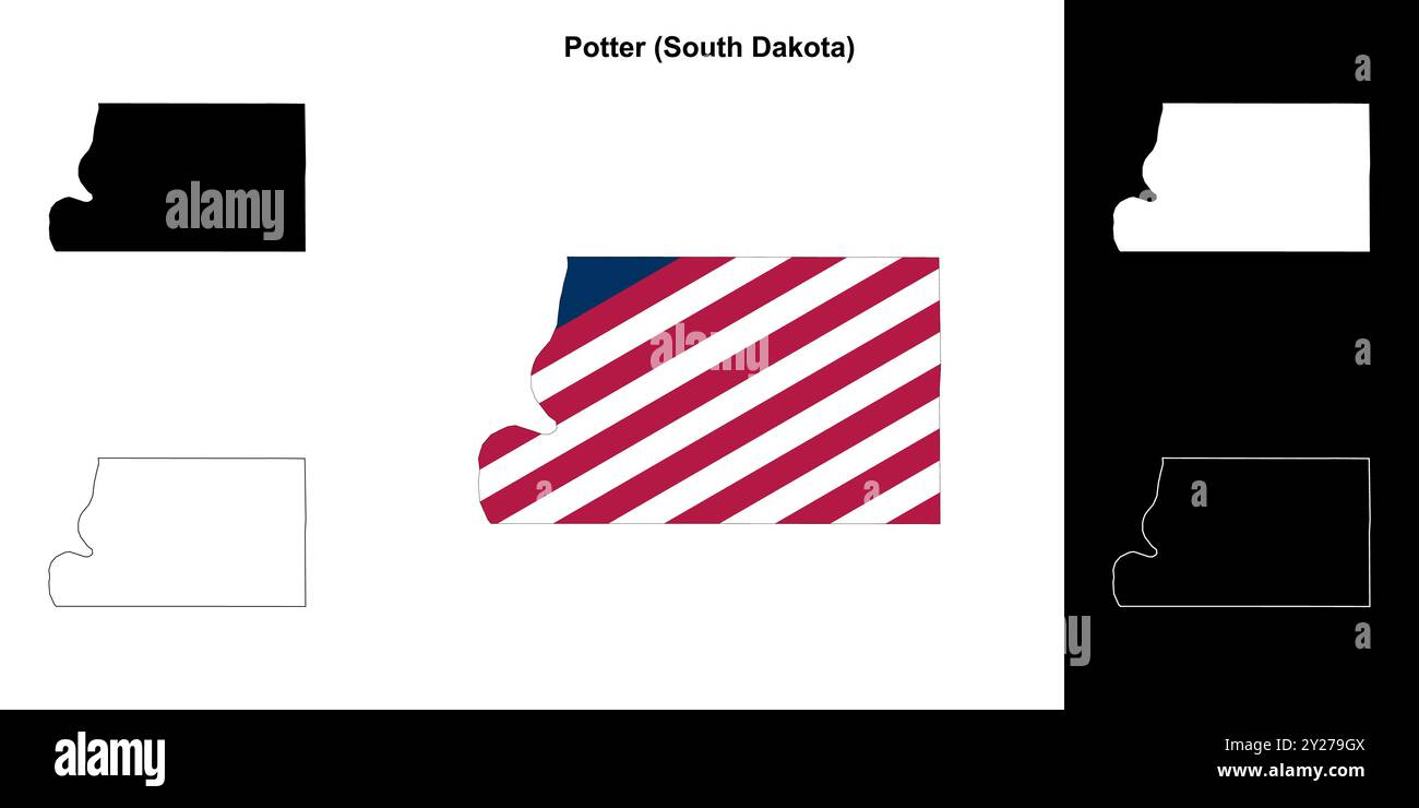 Potter County (South Dakota) outline map set Stock Vector Image & Art ...
